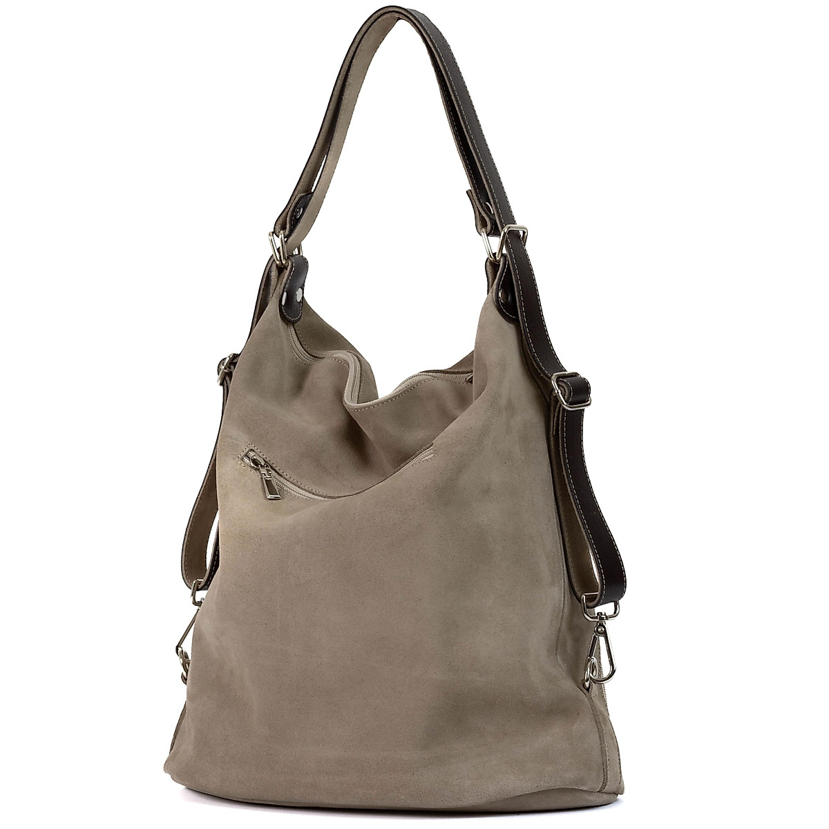 TimeStoryBag Women Leather Backpack/Purse - Handmade Convertible Hobo Shoulder Bag from Genuine Suede Leather