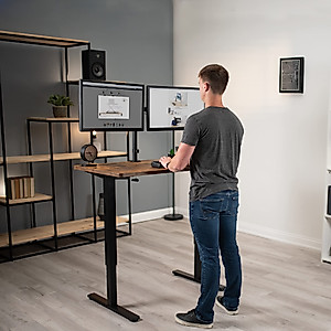 VIVO Compact Hand Crank Stand Up Desk Frame for 33 to 52 inch Table Tops, Ergonomic Standing Height Adjustable Base with Crank Handle, Black, DESK-M051CB