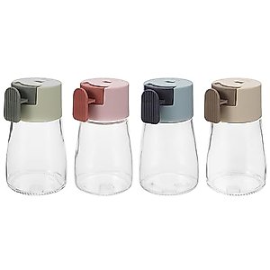 Terrarium Glass Spices Jars 4pcs Barbecue Salt Pepper Sugar Shaker Container Seasoning Shakers Bottles Refillable Bottle Dispenser for Camping Travel Home Glass Containers