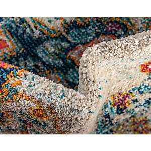 Unique Loom Penrose Collection Area Rug - Alexis (5' 1" x 8' Rectangle, Ivory/ Blue)