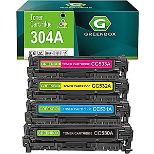 GREENBOX Remanufactured 304A Toner Cartridge Replacement for HP 304A CC530A for CP2025DN CM2320N CM2320NF CM2320FXI MFP MF8580CDW MF8350CDN MF8380CDW MF726CDW LBP7660CDN Printer (4 Pack-KCMY)
