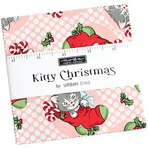 Urban Chiks Kitty Christmas Charm Pack 42 5-inch Squares Moda Fabrics 31200PP