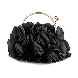 Lanpet Women Floral Clutch Purses Satin Flower Evening Bag Party Prom Handbags