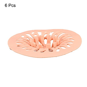 uxcell Hair Catcher, 3.94inch Silicone Hair Stopper Shower Drain Covers Drain Protector for Bathroom Kitchen Balcony, Orange 6Pcs
