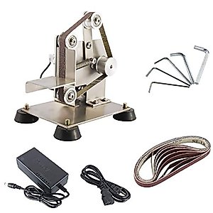 DIY Mini Electric Belt Sander Multifunctional Grinding Machine, Electric Knife Apex Edge Sharpener, Small DIY Polishing Machine with 10 pcs Sand Belts