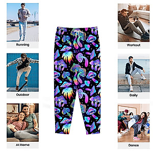 VVGETE Magic Mushrooms Pants 80s Mens Jogger Sweatpants,80s Costumes for Men Track Pants,Mens 90s Outfit