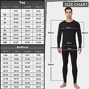 CL convallaria Long Johns Thermal Underwear for Men Fleece Lined Base Layer Set Top and Bottom for Cold Weather XS-4XL