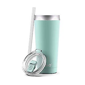 Ello Beacon Vacuum Insulated Stainless Steel Tumbler with Slider Lid and Optional Straw, 24 oz, Yucca