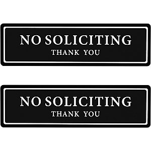 2 Pack No Soliciting Sign for House — Keep Solicitors Away, with Strong Adhesive Tape for Any Surface, 8.2 × 2.4 Inch, Stylish & Prominent Design, Perfect for Home Office Front Doors, Walls, Windows