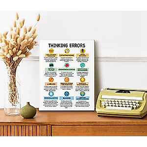 Thinking Errors Canvas Wall Art Decor, Cognitive Distortions Decor, School Psychologist Canvas Prints Poster Counselor Office Decor, Therapy Anxiety, Psychologist CBT Mental Health Strategies 12x15