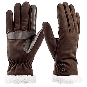 isotoner Womens Recycled Microsuede Water Repellent Cold Weather With Sherpasoft Lining, Touch Screen Capable Gloves, Brown, Large/X-Large US