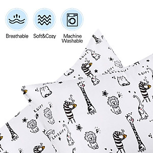 Kid Toddler Pillowcase 2 Pack - Organic Cotton Toddler Travel Pillow Case - Hypoallergenic Envelope Closure Girls Boys Pillow Cover for Sleeping, 14x20 inch