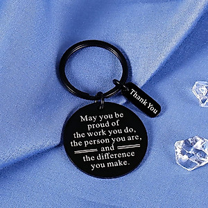 Lucullan Lepole Keychain - Thank You Gifts for Coworkers & Employees - Valentine & Farewell Gifts for Women & Men - Engraved Stainless Steel Keychain with Sentimental Quotes - Black