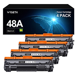 48A Toner Cartridge Black - Compatible CF248A Toner Cartridge Replacement for HP 48A Compatible with Laserjet Pro M15w Toner Laserjet Pro M29w M28w M30w M31w MFP M28a M29a M15a M16w Printer (4 Black)