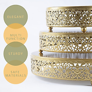 Cake Stands Set Round Cupcake Stand Christmas Decorations for Dessert Table Wedding Birthday Party 3Pc Gold Metal