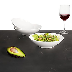 Creativity Home Pasta Bowls 28 OZ, Large Salad Bowls and Serving Bowls, Soup Bowl, Ceramic Pasta Plates, Set of 4, White 8.1 Inch