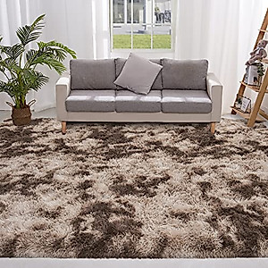 Vocrite 8x10 Rug for Living Room, Extra Large Fluffy Bedroom Rug, Tie-Dyed Brown Shag Furry Area Rugs for Kids Room Nursery Playroom Classroom, Shaggy Plush Carpet for Modern Home Room Decor