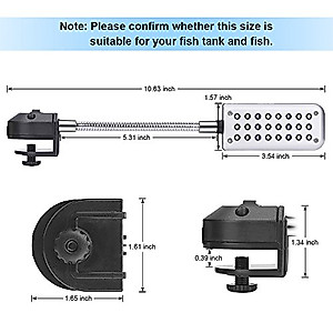 DaToo Aquarium Light Small LED Clip Light for Fish Tank, 1 Yr Warranty