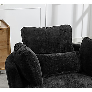 GoDoco Swivel Accent Barrel Chair Wide Chair Body with 3 Pillows for Living Room or Bedroom Hotel Lounge Club Round Chair Modern Sofa (Blue)