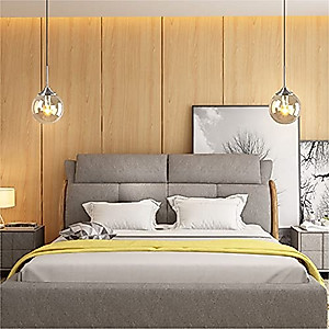 KCO Lighting Modern Glass Globe Pendant Light Nordic Brushed Nickel Pendant Lights Single Glass Ball Chandelier Adjustable Hanging Light Fixtures Kitchen Pendant Lighting Over Island (Amber)