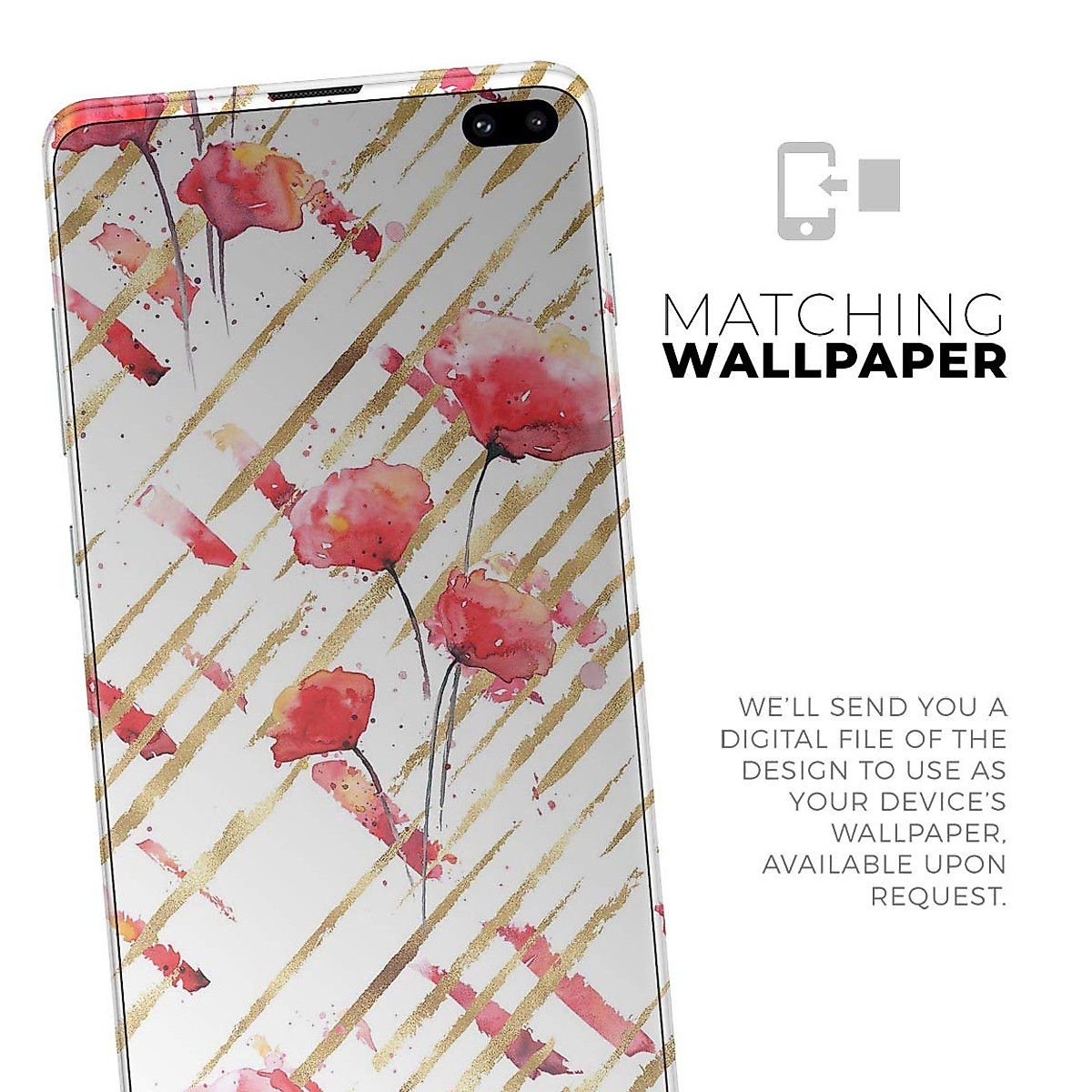 DesignSkinz Karamfila Watercolo Poppies V10 Protective Vinyl Decal Wrap Skin Cover Compatible with The Samsung Galaxy S20 (Screen Trim & Back Glass Skin)