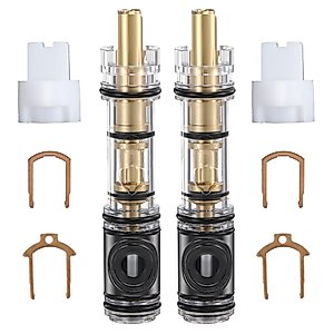 Enhon 2 Pack Dual Seal Cartridge Replacement Compatible with Moen 1225 1225B, One Handle Kitchen and Bathroom Faucet Cartridge Fits Single Handle Faucet/Showers, Brass
