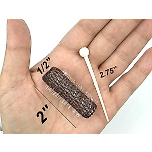 16 pc Vintage Style Hair Roller Mini Small Brush Rollers Mesh Curlers Bristles 2"x 1/2" Flexible Locking Pins Small Curls Short Hair