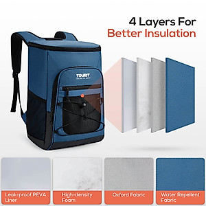 TOURIT Cooler Backpack Insulated 33 Cans Leakproof Backpack Cooler Lightweight for Picnics, Camping, Hiking, Beach, Trip
