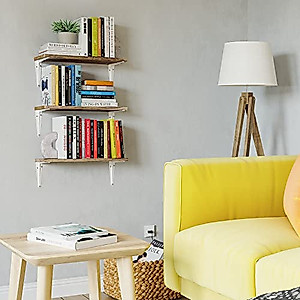 Wallniture Arras Floating Shelves for Living Room Decor, 17"x6" Wall Bookshelves, Organization and Storage Shelves for Bathroom, Bedroom, Kitchen, Burnt Finish Set of 3