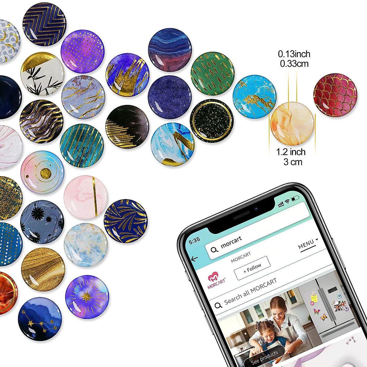 MORCART 28 Pcs Fridge Magnets, Funny Fridge Magnets - Office and Kitchen Fridge Magnets, Boys and Girls School Locker Magnets, Gifts for Classmates, Teachers, Moms and Emoji Lovers