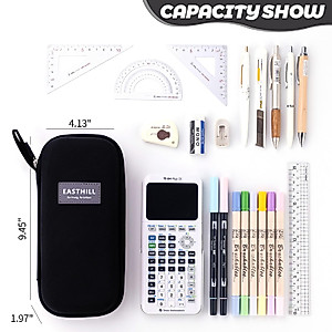 EASTHILL Hard Large Capacity Pencil Case Box, Durable Pen Pouch Bag with Zipper Compartments for Office Organizer Adluts-Black