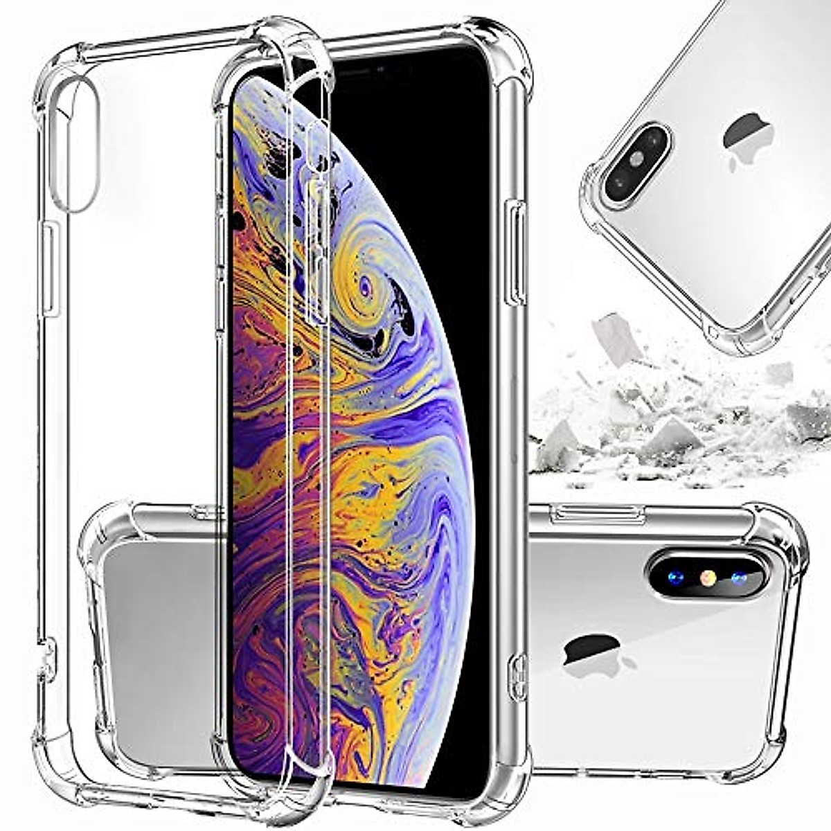 STORM BUY Phone Case Compatible for [ iPhone Xs Max ], Crystal Clear Hard Back Cover with 4 Corners Shockproof Protection Clear Case for iPhone Xs Max, 6.5 inches-CL