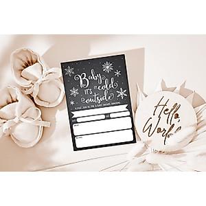 Your Main Event Prints Baby It's Cold Outside Invite, Snowflake Baby Shower Invitation, Christmas Winter Wonderland Baby Shower Invites and Diaper Raffles, 20 Fill in Invitations and Envelopes