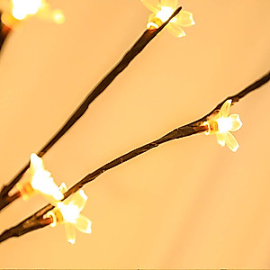 Snokip 6Ft 208 LED Lighted Cherry Blossom Tree for Christmas Indoor Outdoor Home Garden, Holiday, Party, fair and Wedding Decoration, Warm White