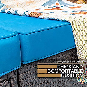 Homall 6 Pieces Patio Outdoor Furniture Sets, Low Back All Weather Rattan Sectional Sofa Manual Weaving Wicker Conversation Set with Coffee Table and Washable Couch Cushions (Blue)