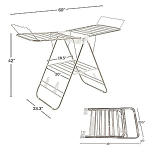 Clothes Drying Rack – Folding Indoor/Outdoor Portable Dryer for Clothing and Towels – Collapsible Laundry Clothes Stand by Everyday Home (Silver)