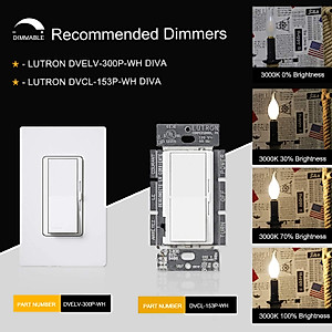 CRLight 2W LED Candelabra Bulb 3000K Soft White 25W Equivalent 250 LM, E12 Dimmable LED Chandelier Bulbs, Antique C35 Frosted Candle Flame Shape Bent Tip, 6 Pack