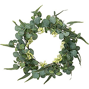 DiliComing Fall-Wreath Eucalyptus Front Door-Wreath - 20 Inch Year Round Artificial Door Wreath, All Season Wreath Clearance for Farmhouse, Wall and Window Decoration