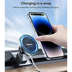 HolderProf Tesla Model 3 Model Y Phone Holder, Perfectly Compatible with Tesla MagSafe Wireless Charger Phone Mount, Magnetic Wireless Charging Car Mount Compatible with iPhone 12/13/14 Series