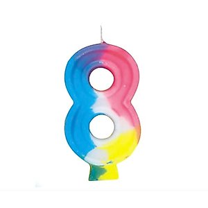 Unique Rainbow Number 8 Party Candle, 3", Multicolor