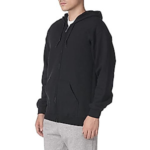 Gildan Heavy Blend Unisex Adult Full Zip Hooded Sweatshirt Top (L) (Black)