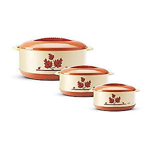 Milton Orchid Insulated Plastic Casserole Gift Set, 3-Pieces, Light Brown