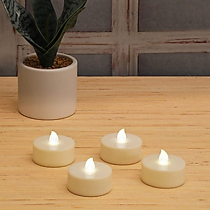 LumaBase Extra Large Battery Operated Tea Lights with Remote Control, White - Set of 4