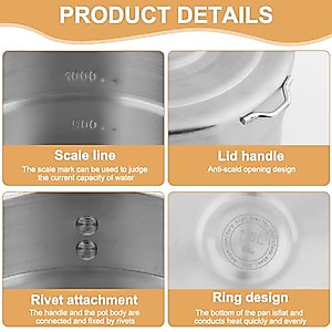 Denpetec Stainless Steel Camping Cook Pot with Lid and Folding Handle Camping Cookware 1.5L Large Capacity Bento Pot for Camping, Hiking, Picnic