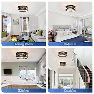 XPEHK 2 Pack Flush Mount Ceiling Light,13 Inch Industrial Farmhouse Ceiling Light Fixture,2-Light Matte Black Flush Mount Light Fixture for Kitchen Dining Room Entryway Hallway,E26 Base