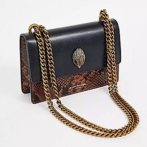 Kurt Geiger Women’s Shoreditch Snake Embossed Black Leather Small Crossbody Shoulder Bag