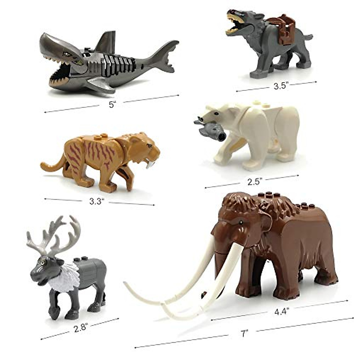 8PCS/Set City Animals Building Blocks Zoon Figures Model Mammoth Sabertooth Educational Toys Compatible Major Block