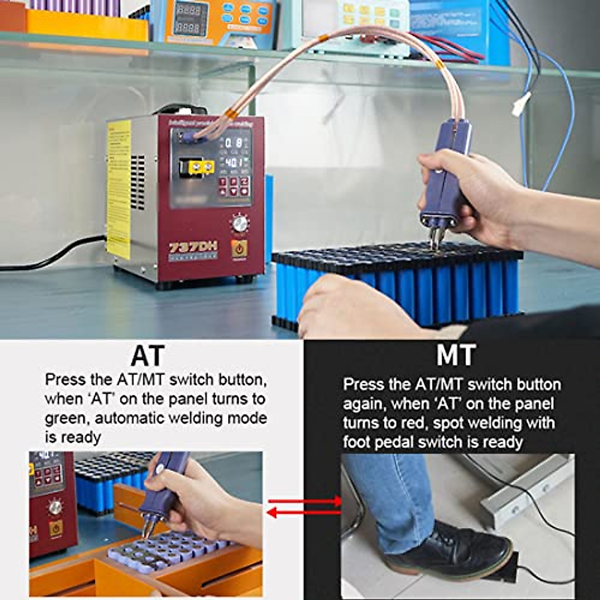 ZWJABYY 737DH Induction Delay Battery Spot Welding Machine,Intelligent Welding Machine,Pulse Spot Welder,for 18650 Lithium-Ion Battery Pack Welding,High Power Small Welding Machine Ce Certification