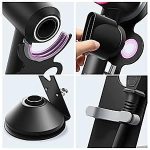 BUBM Hair Dryer Holder for Dyson Supersonic,Aluminum Alloy Bracket Power Plug Holder,Bathroom Organizer for Dyson Hair Dryer Case Black
