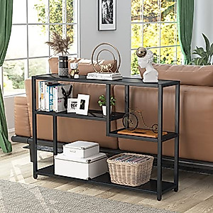 Tribesigns Console Table, Small Black Entryway Table with Storage Shelves, 43 Inch Vintage Entrance Table Behind Couch Table for Living Room, Entryway, Hallway, Foyer, TV Stand